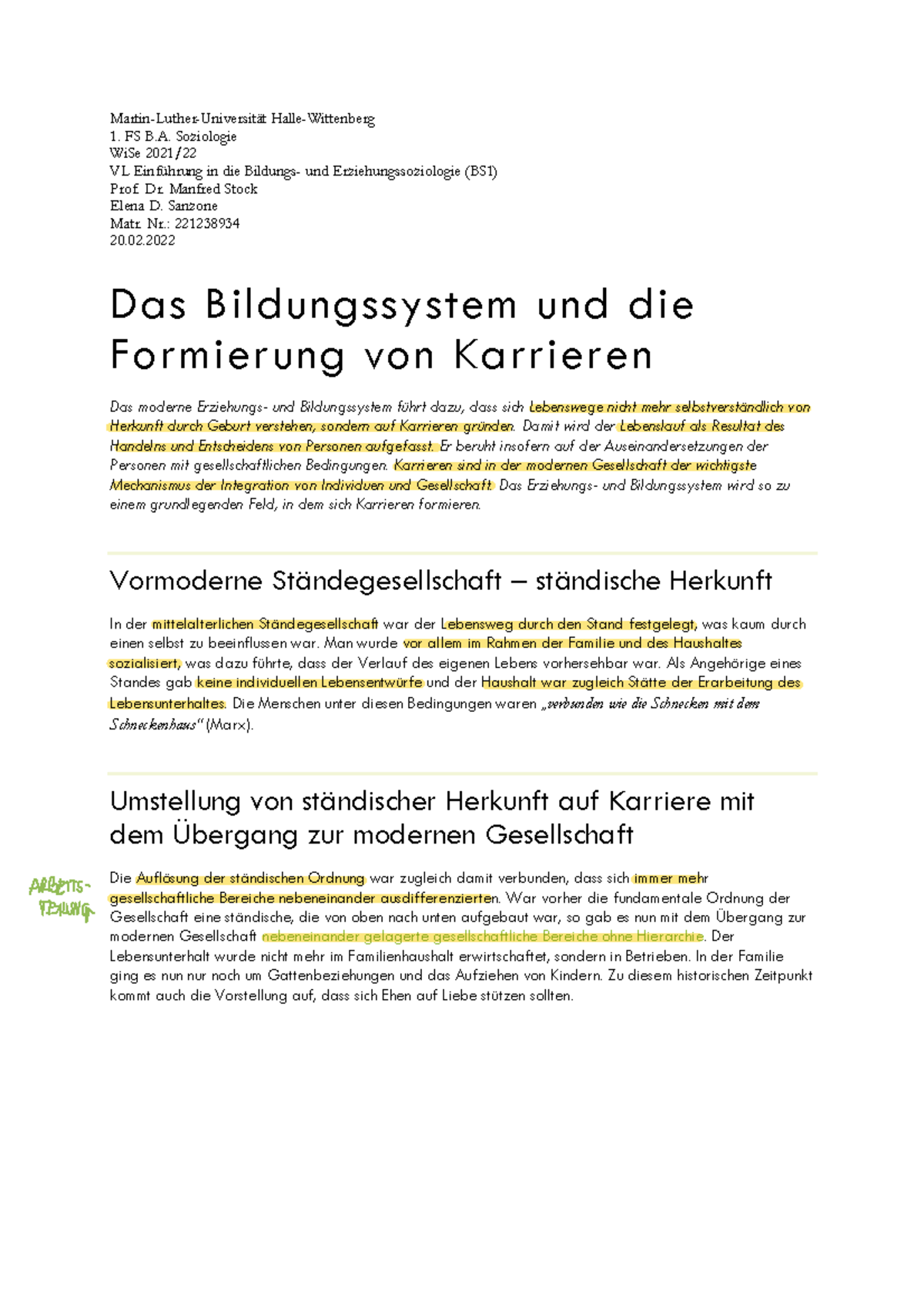 BS1 VL 13 Das Bildungssystem und die Formierung von Karrieren 2 ...