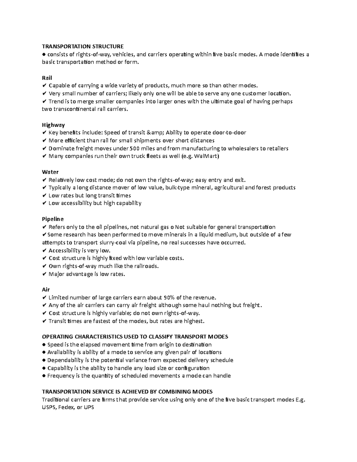 Transportation Service - TRANSPORTATION STRUCTURE consists of rights-of ...