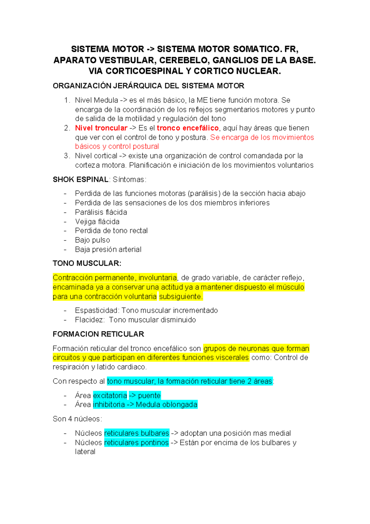 Sistema Motor - SISTEMA MOTOR -> SISTEMA MOTOR SOMATICO. FR, APARATO ...