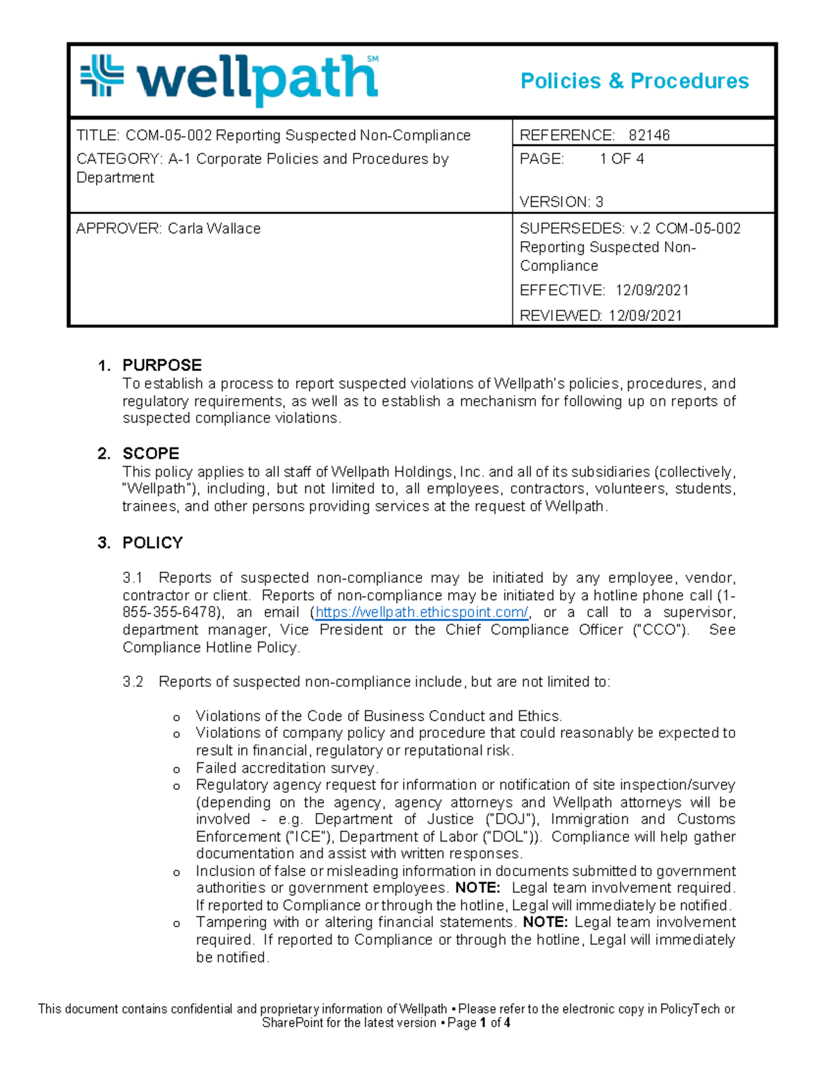 COM-05-002 Reporting Suspected Non-Compliance (82146) - This document ...