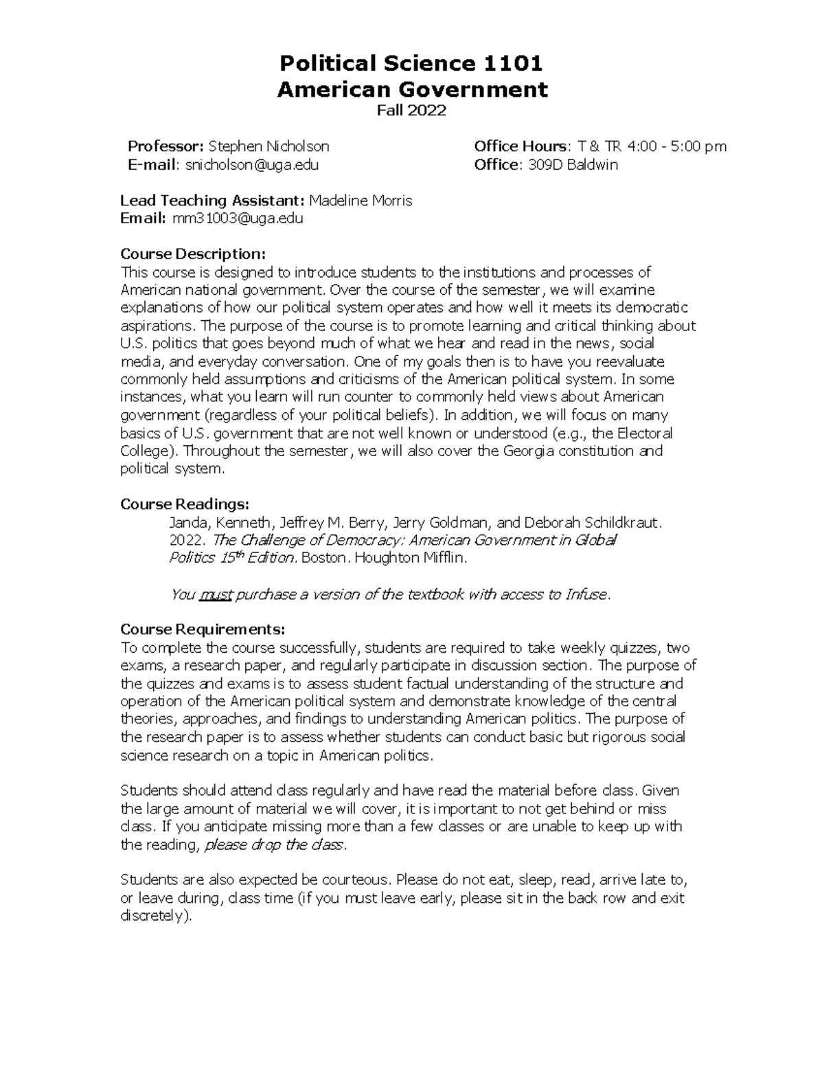 PS 1101 Fall 2022 - This gives you debrief of the course work in the ...