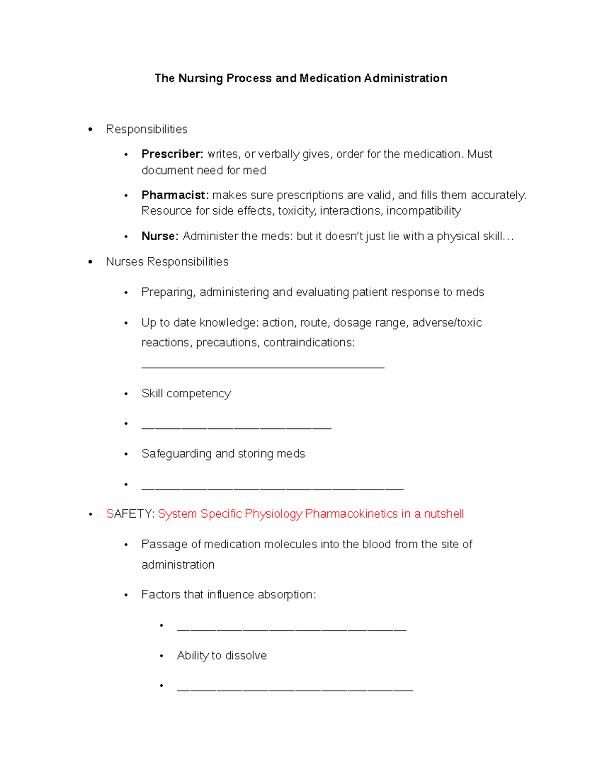 Medication Administration - Must document need for med Pharmacist ...