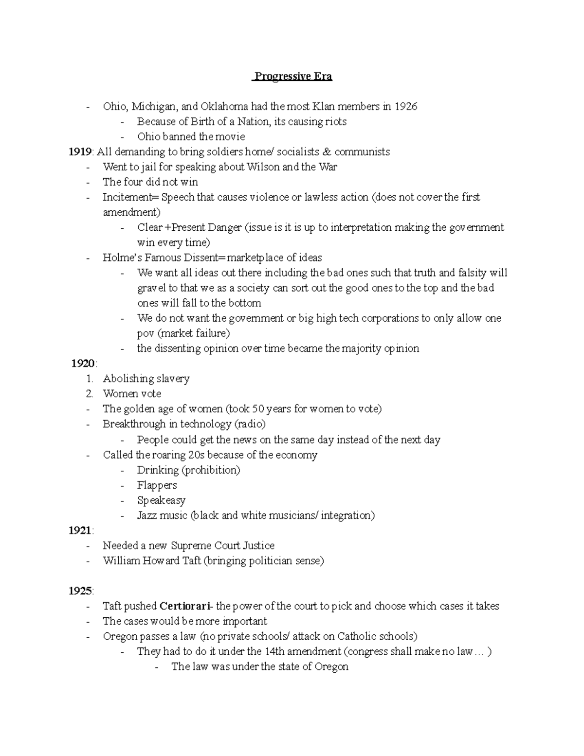 Med. Law. Lit. Week 4 - Notes from Dean Smith's class - Progressive Era ...