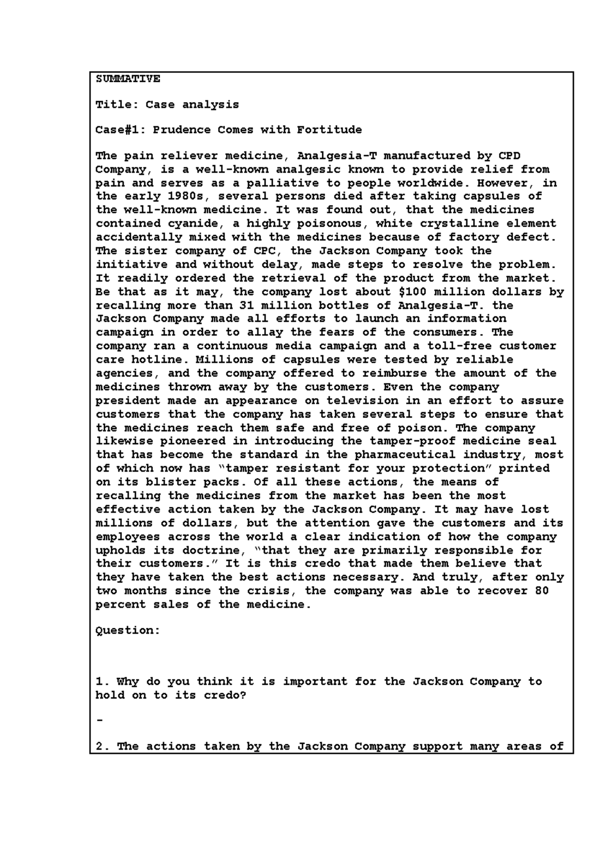 Case analysi - Answering these documents accurately. Answering these ...