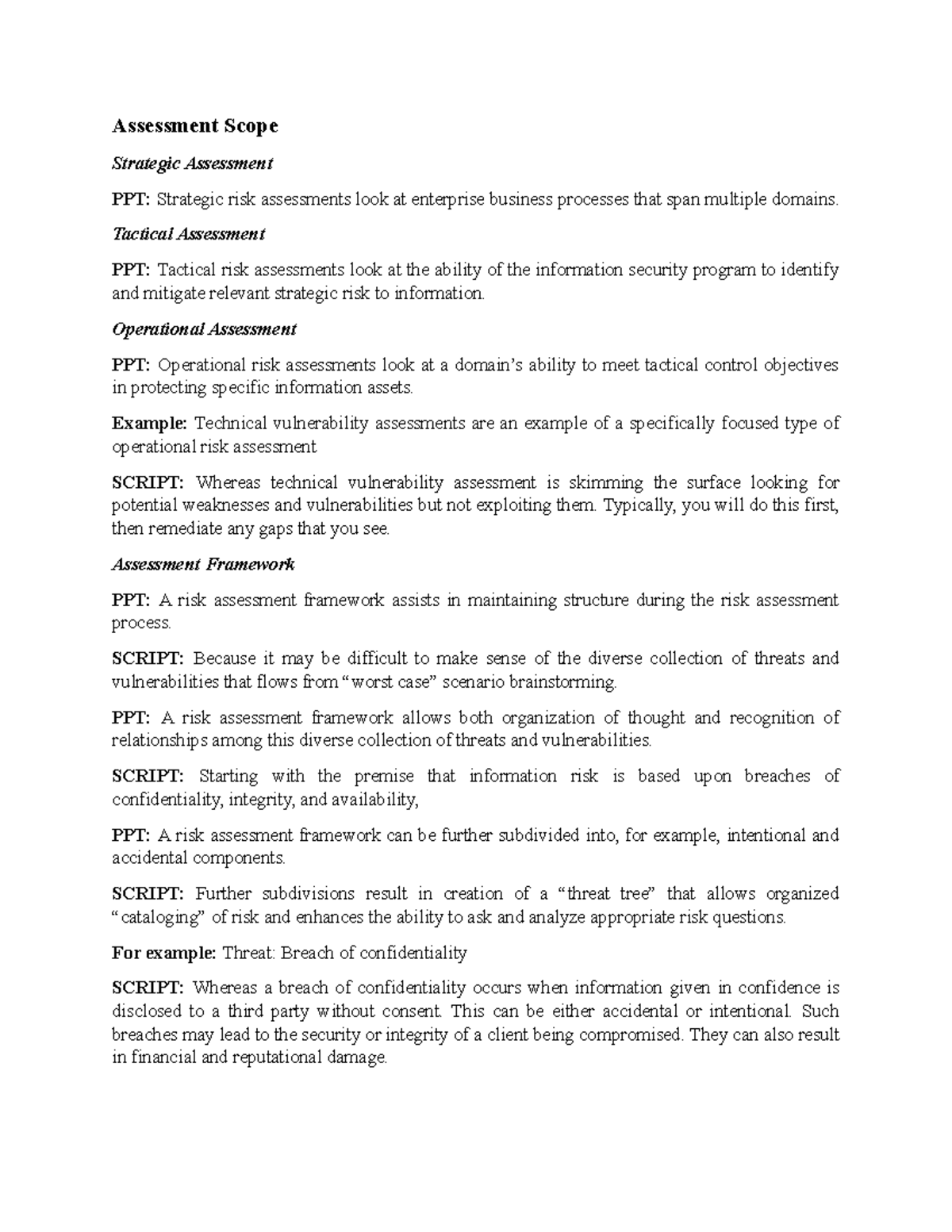 Chapter 5 Report Script - Assessment Scope Strategic Assessment PPT ...