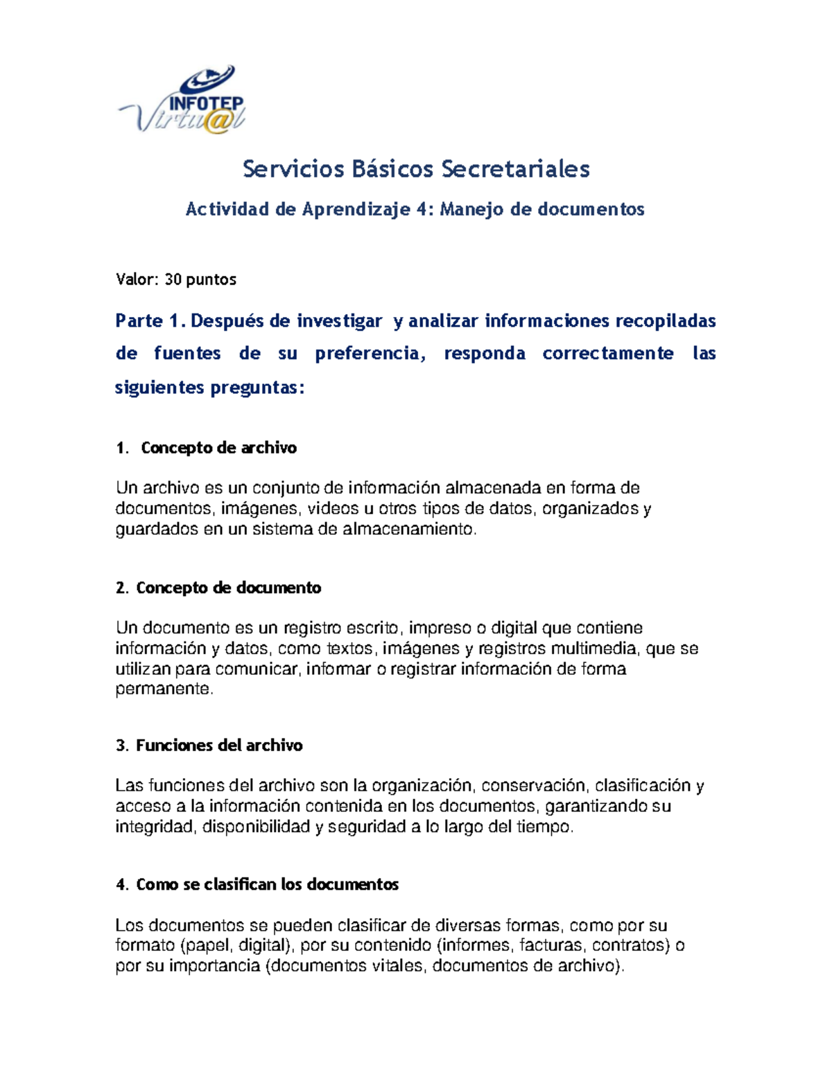 Actividad de Aprendizaje Manejo de Documentos - Servicios Básicos ...