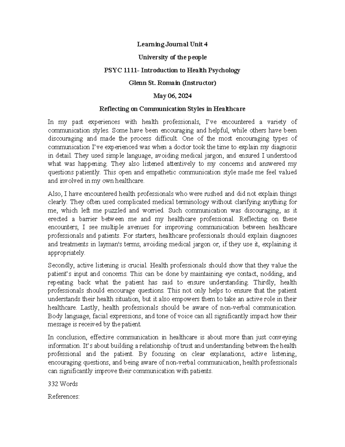 Learning Journal Unit 4 PSYC 1111 - Learning Journal Unit 4 University of the people PSYC 1111 ...