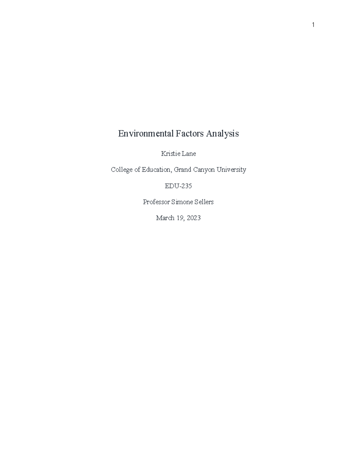 Environmental Factors Analysis - Environmental Factors Analysis Kristie ...