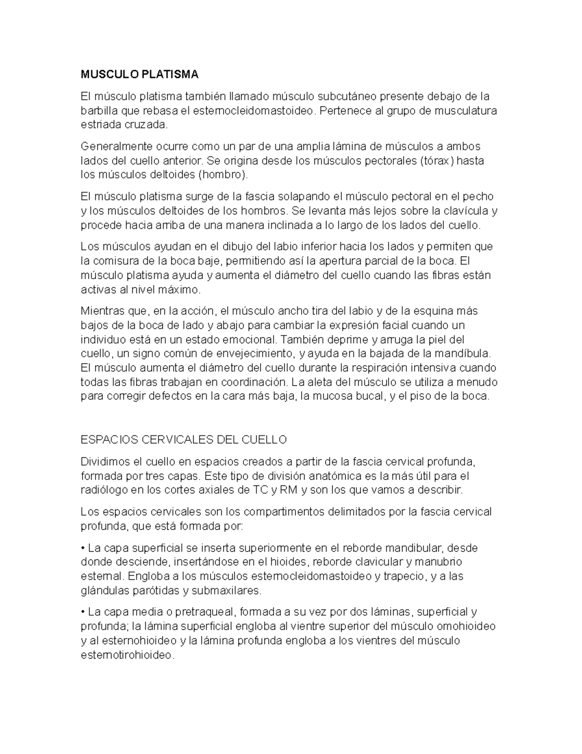 Musculo Platisma Y Espacios Cervicales - MUSCULO PLATISMA El músculo ...