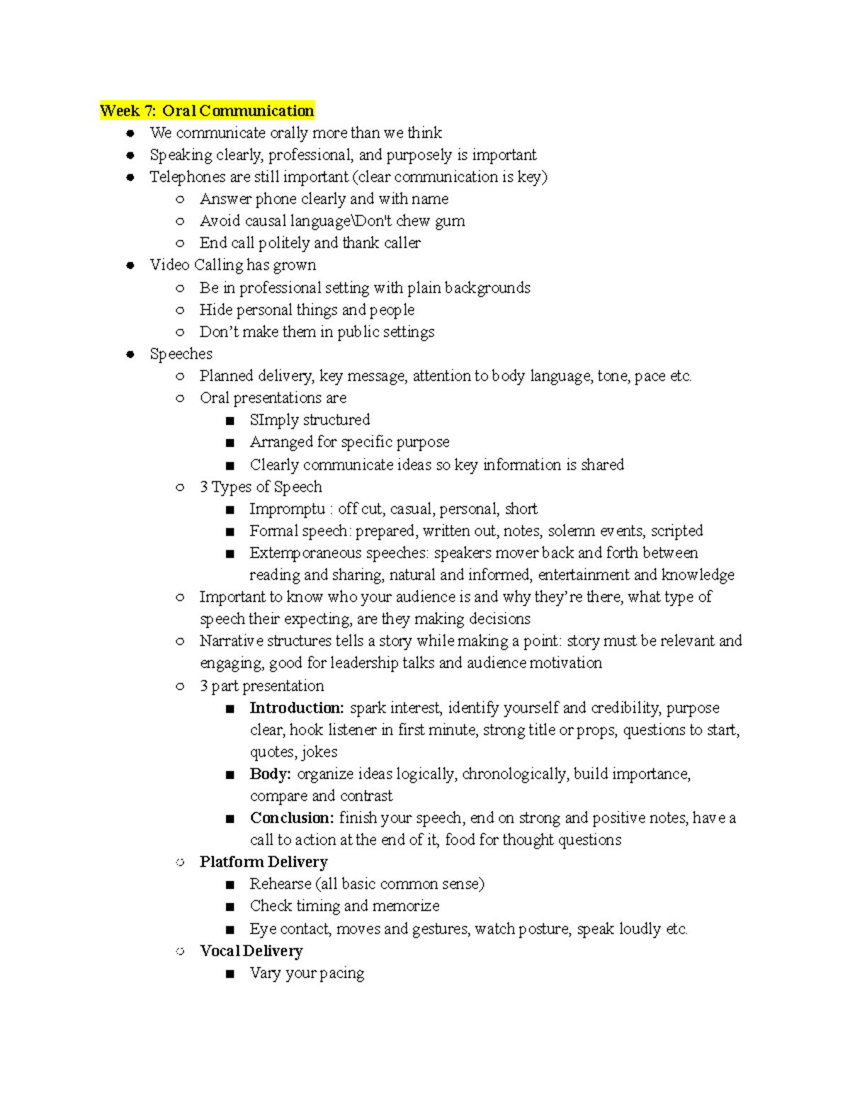 CMN 279 PT3 - Dr. Zorianna Zurba - Week 7: Oral Communication We ...