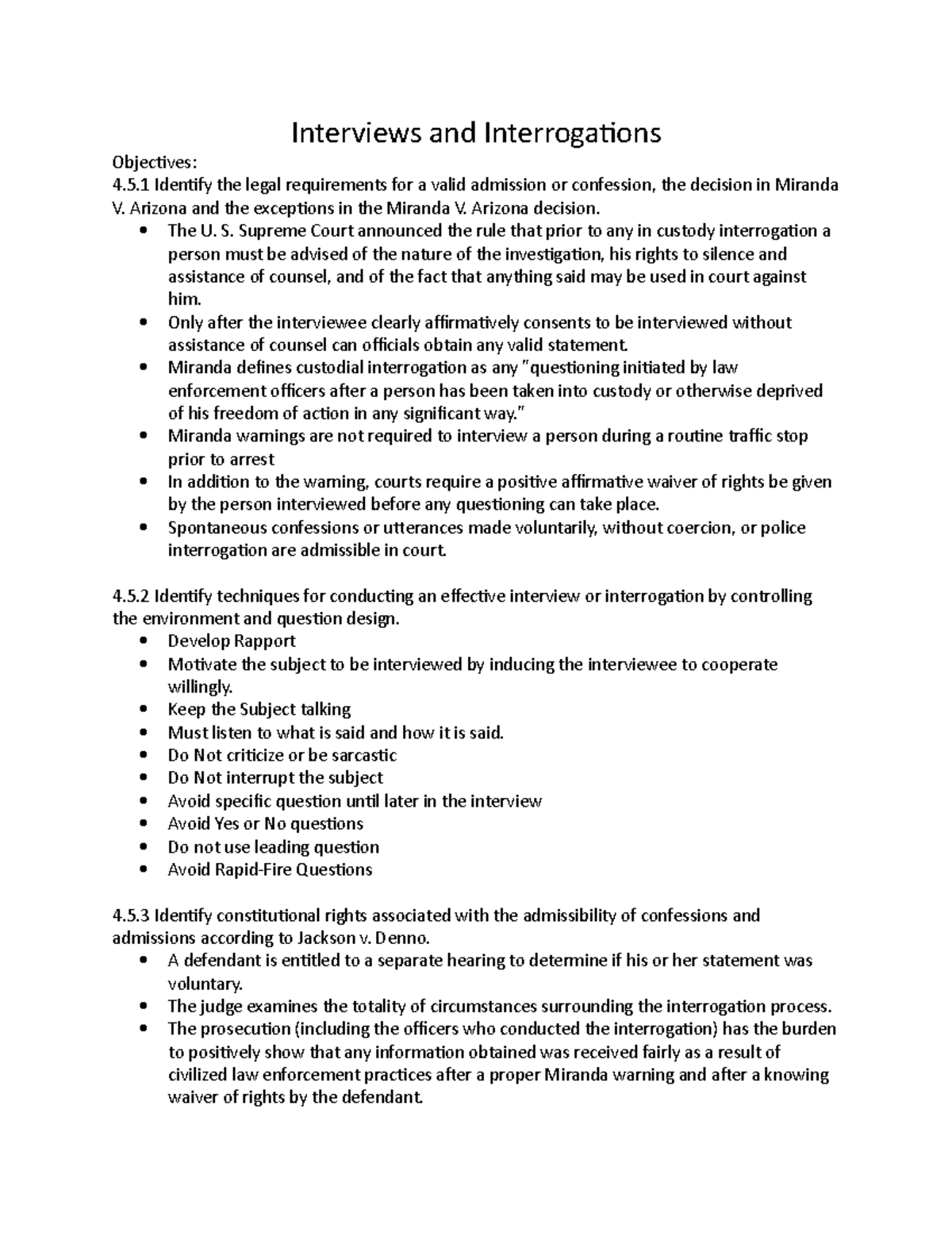 Test 7-Interviews and Interrogations - Interviews and Interrogations ...