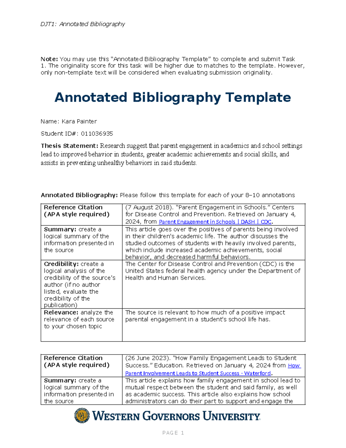 Annotated Bibliography Task 1 - Note: You May Use This “annotated