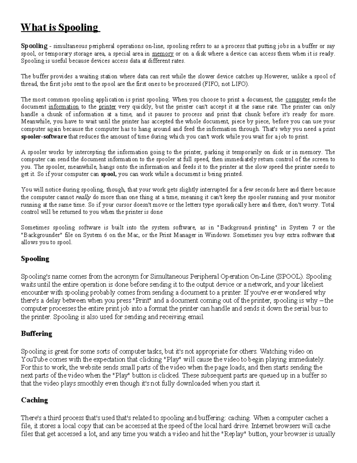 Spooling,buffereing,dispatchetc lecture notes - What is Spooling ...