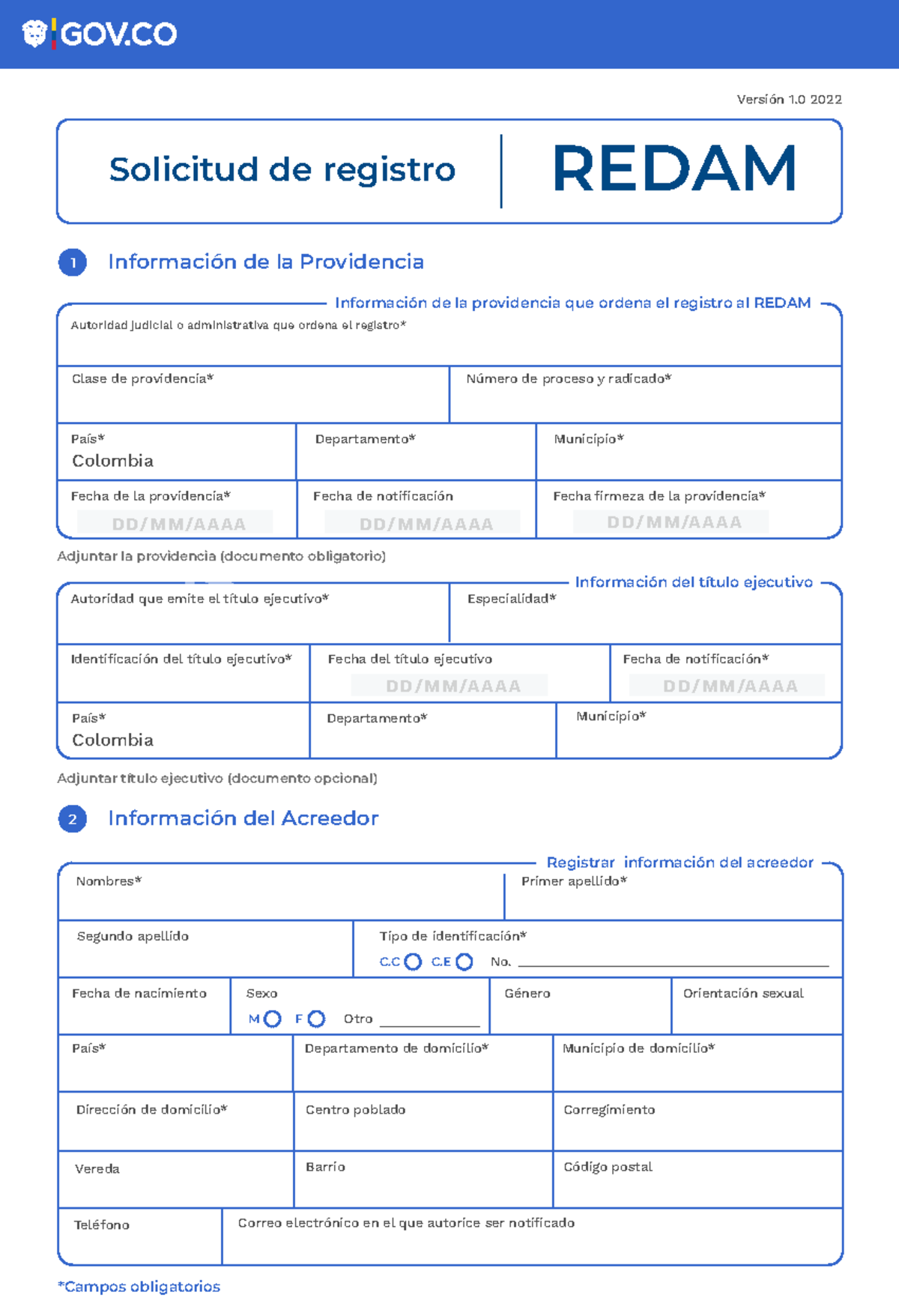 Formato Solicitud registro Redam - BORRADOR P ARA DISCU SIÓN 1 ...