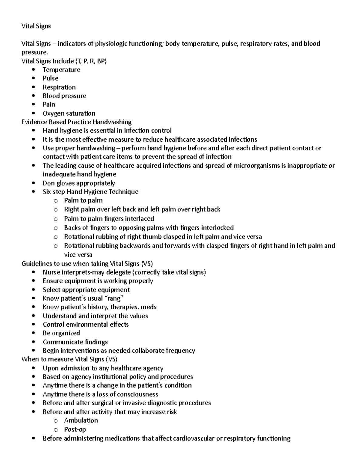 Vital Signs Notes - Vital Signs Vital Signs – indicators of physiologic ...