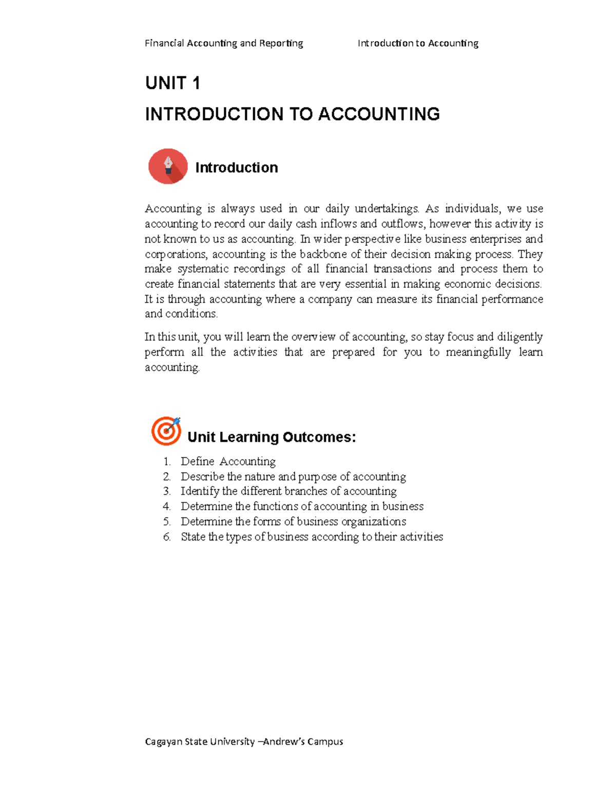 1 - FINANCIAL ACCOUNTING AND REPORTING LECTURE AND ACTIVITY MATERIAL ...