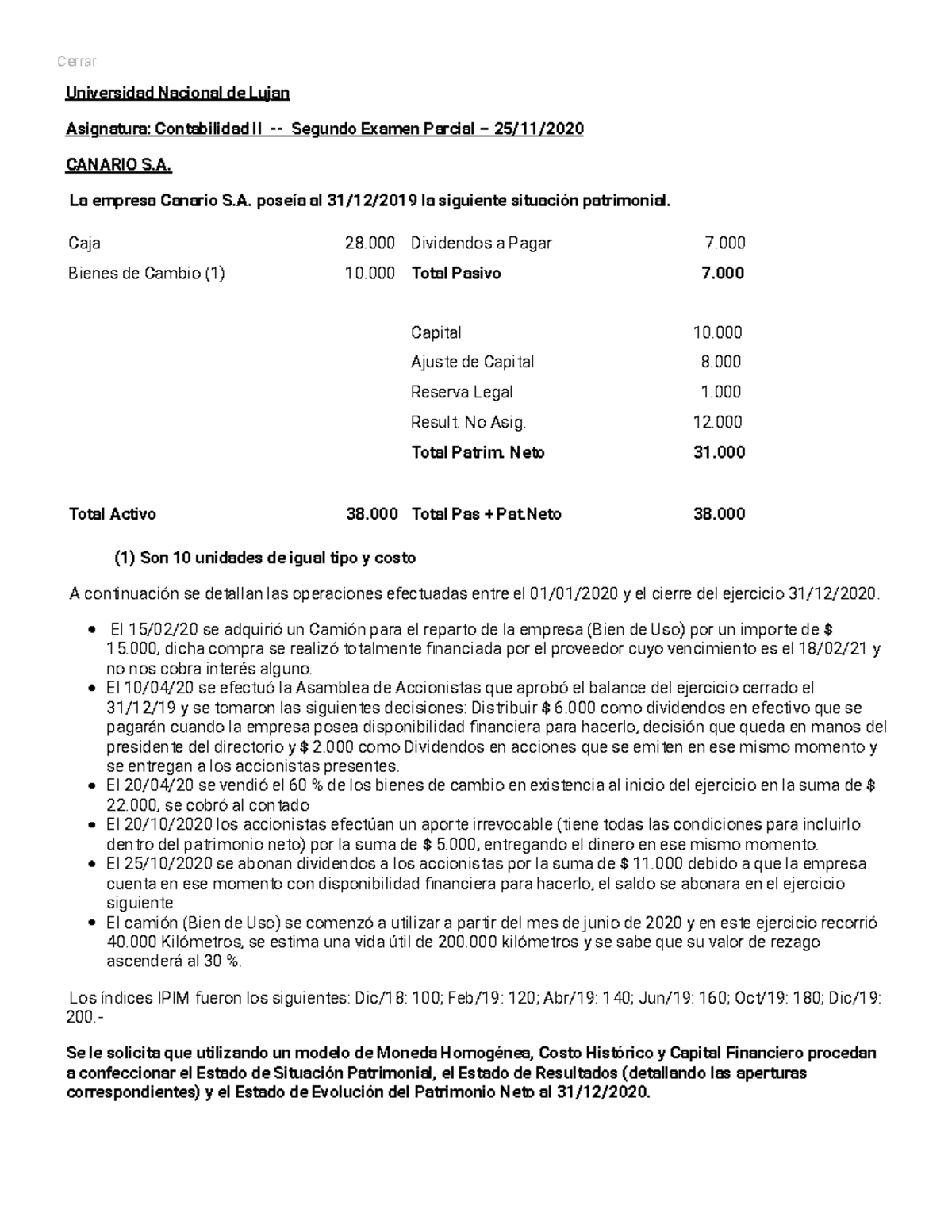 Segundo Parcial Contabilidad 2 - Cerrar Universidad Nacional de Lujan Asignatura: Contabilidad ...