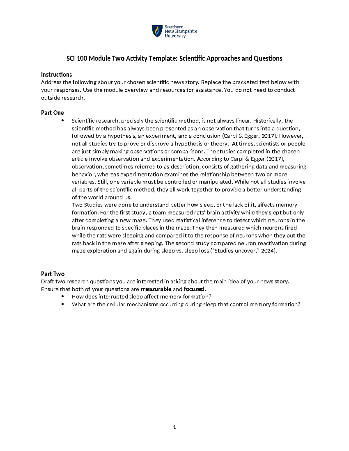 2-2 Activity - Scientific Approaches - SCI 100 Module Two Activity ...