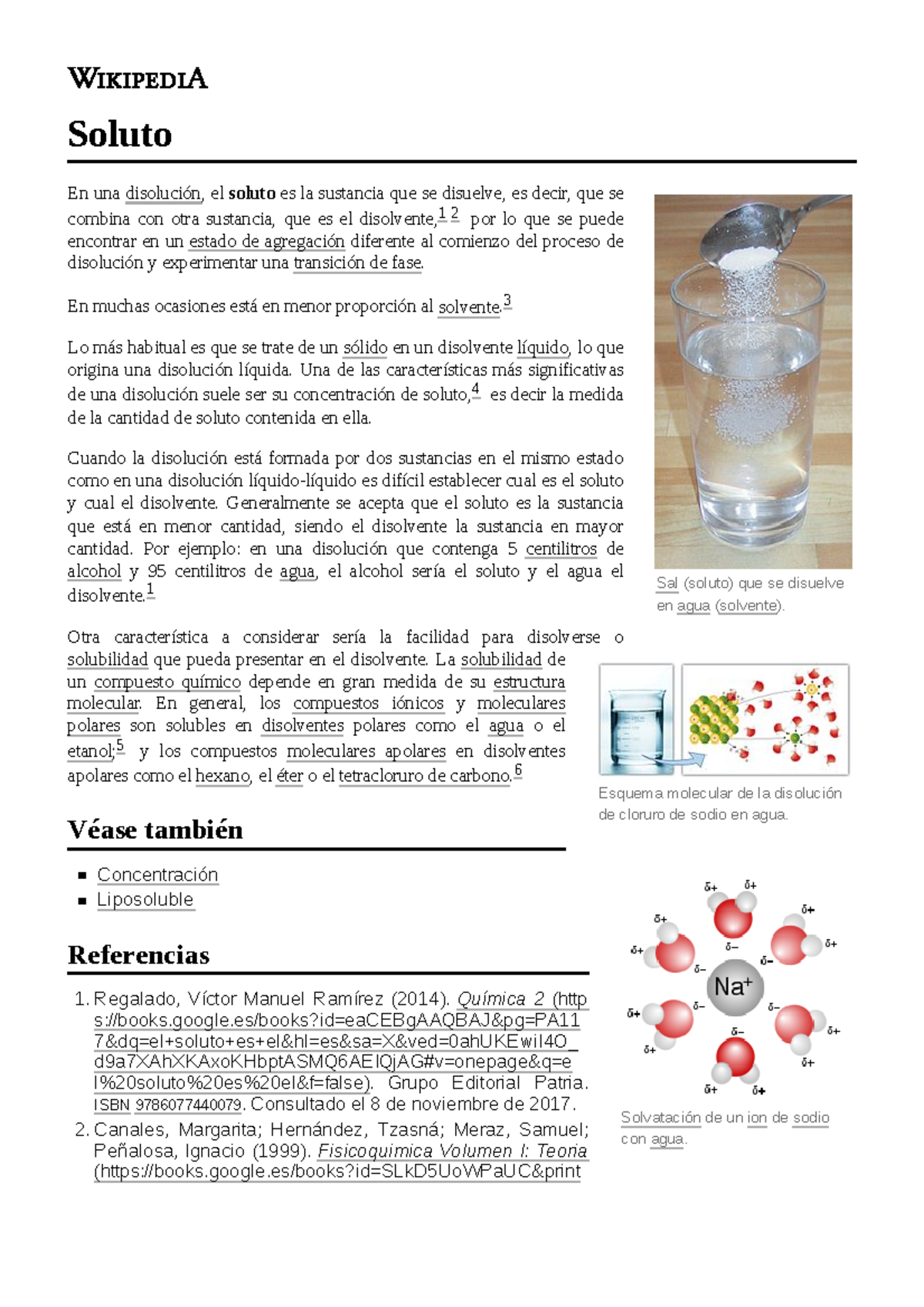 Soluto - ciencia - Sal (soluto) que se disuelve en agua (solvente ...