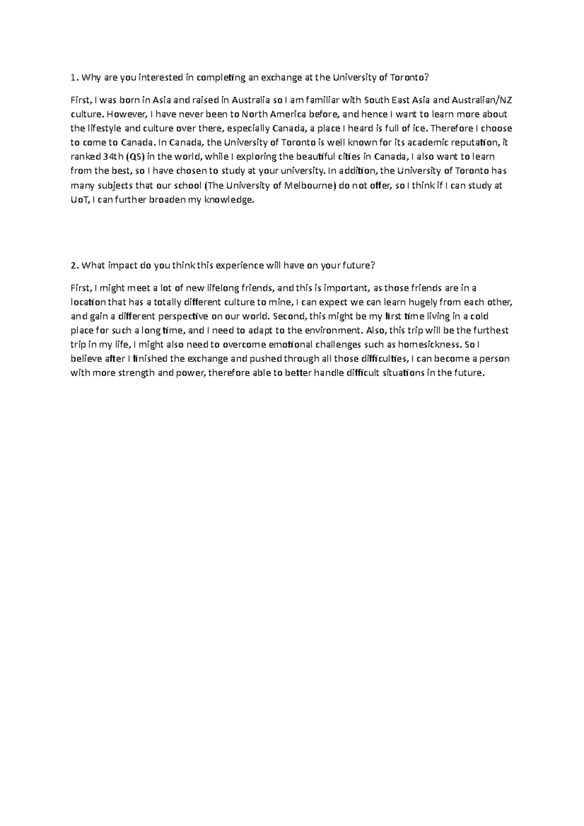 Statement of Intent - Exchange study statments - Why are you interested ...