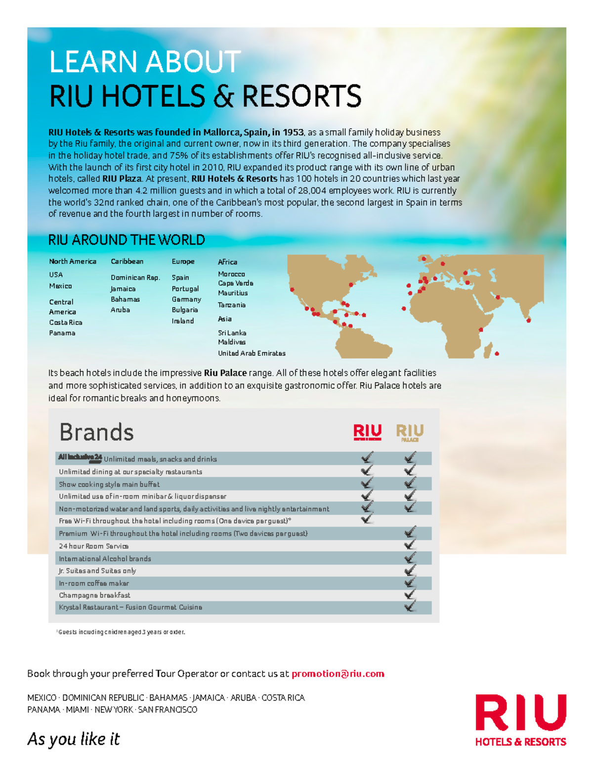 Learn About RIU Hotels And Resorts - As you like it LEARN ABOUT RIU ...
