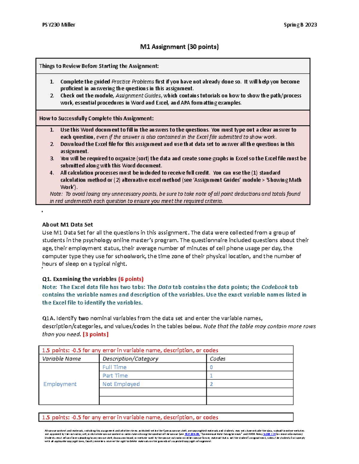 PSY230-M1-Assignment-Spring B 2023 - Reese Rogers - M1 Assignment (30 points) Things to Review ...