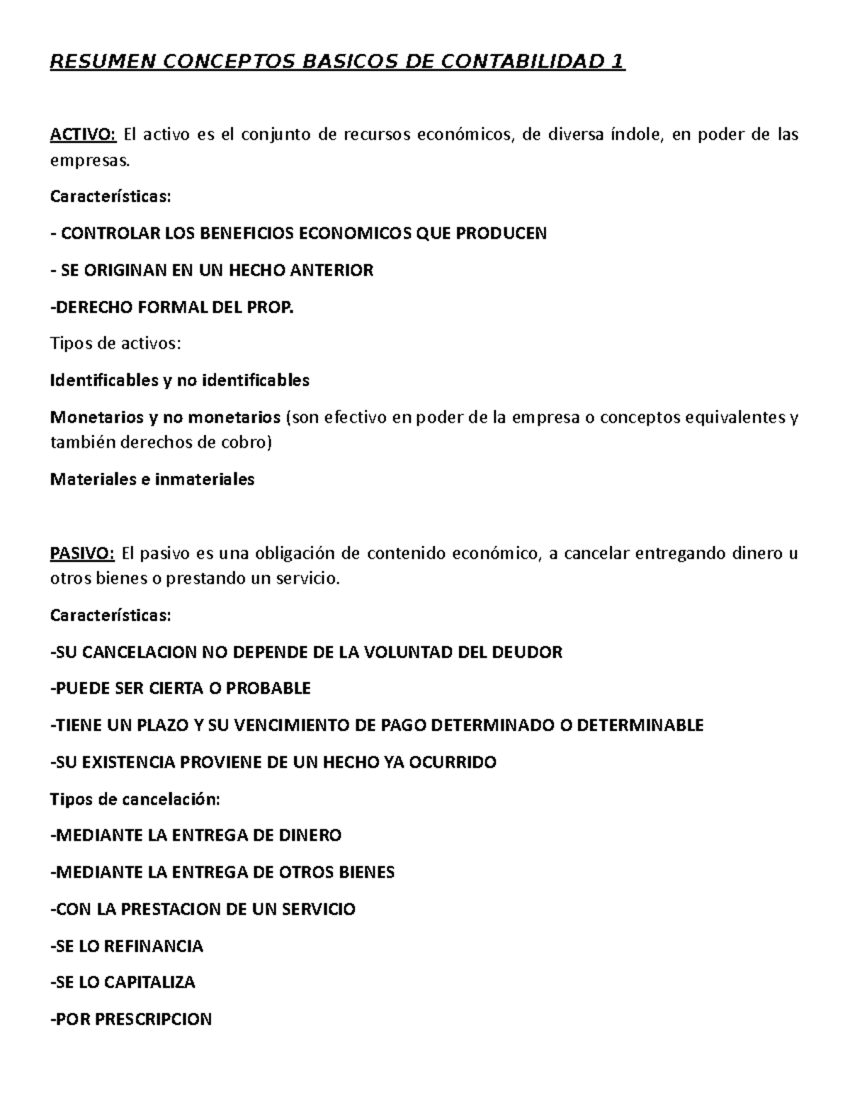 Resumen Conceptos Basicos DE Contabilidad 1 - RESUMEN CONCEPTOS BASICOS DE CONTABILIDAD 1 ACTIVO ...