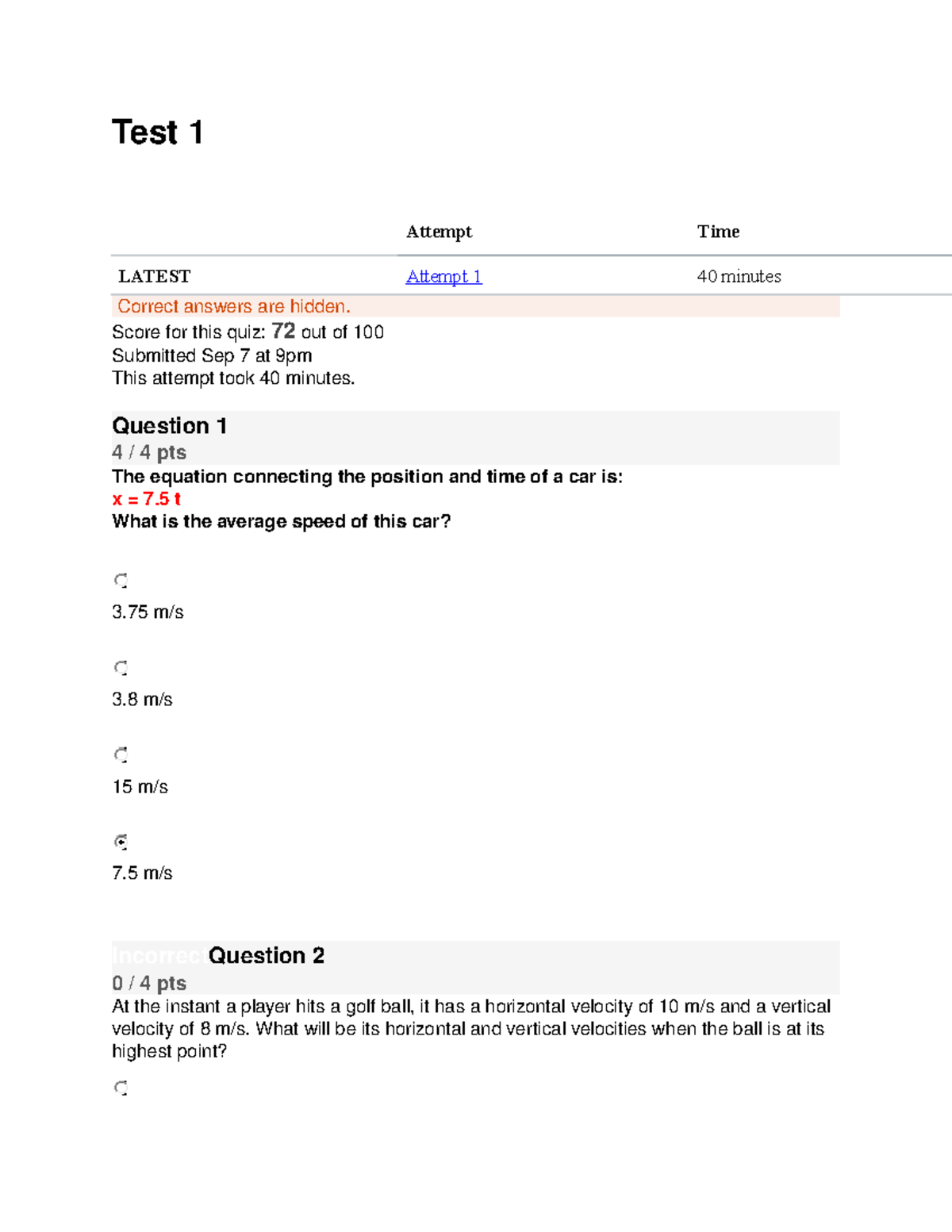 Test 1 - Tests/Quizzes for Fundamentals of Physical World - Test 1 ...