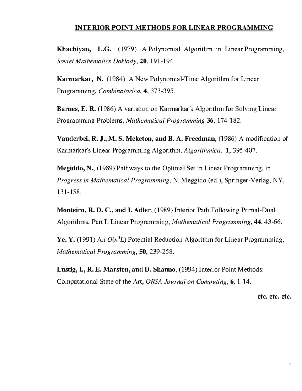 Interior pt method - Abebaw Bizuayehu DMU - INTERIOR POINT METHODS FOR LINEAR PROGRAMMING ...