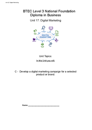 Level 3 Business Unit 17- Aim C Assignment 2 - Studocu