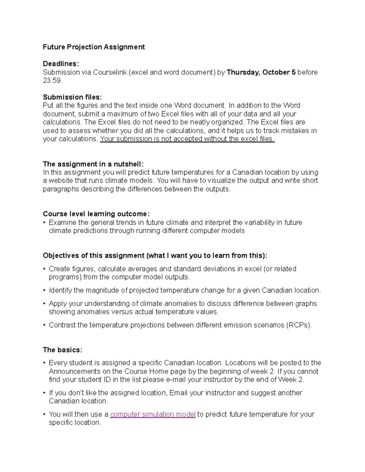 Future Projection Outline - Future Projection Assignment Deadlines ...
