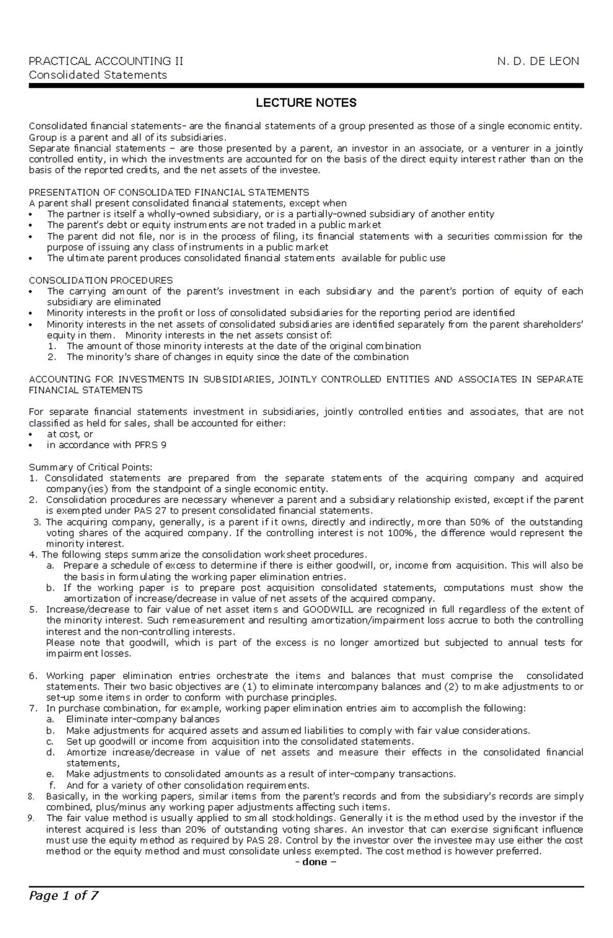 Consolidated FS - PRACTICAL ACCOUNTING II N. D. DE LEON Consolidated ...