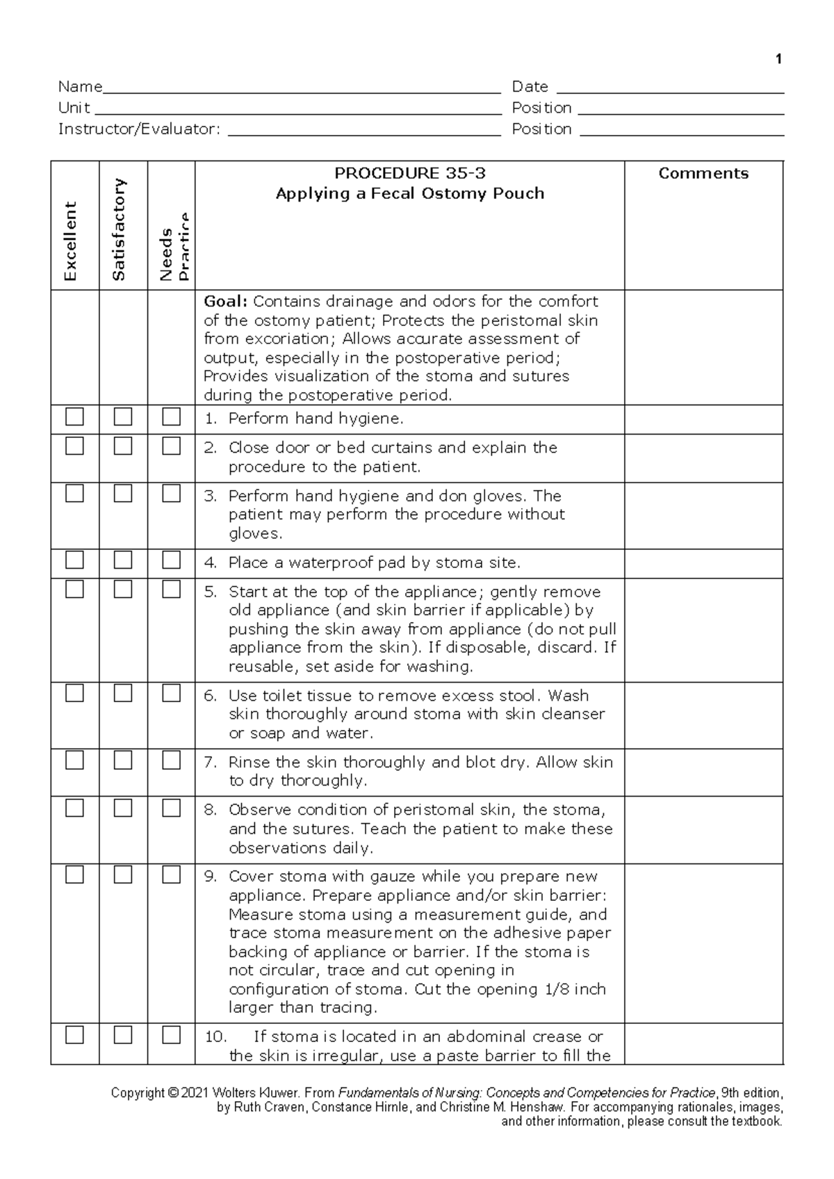 Applying a fecal ostomy pouch - 1 Name ...