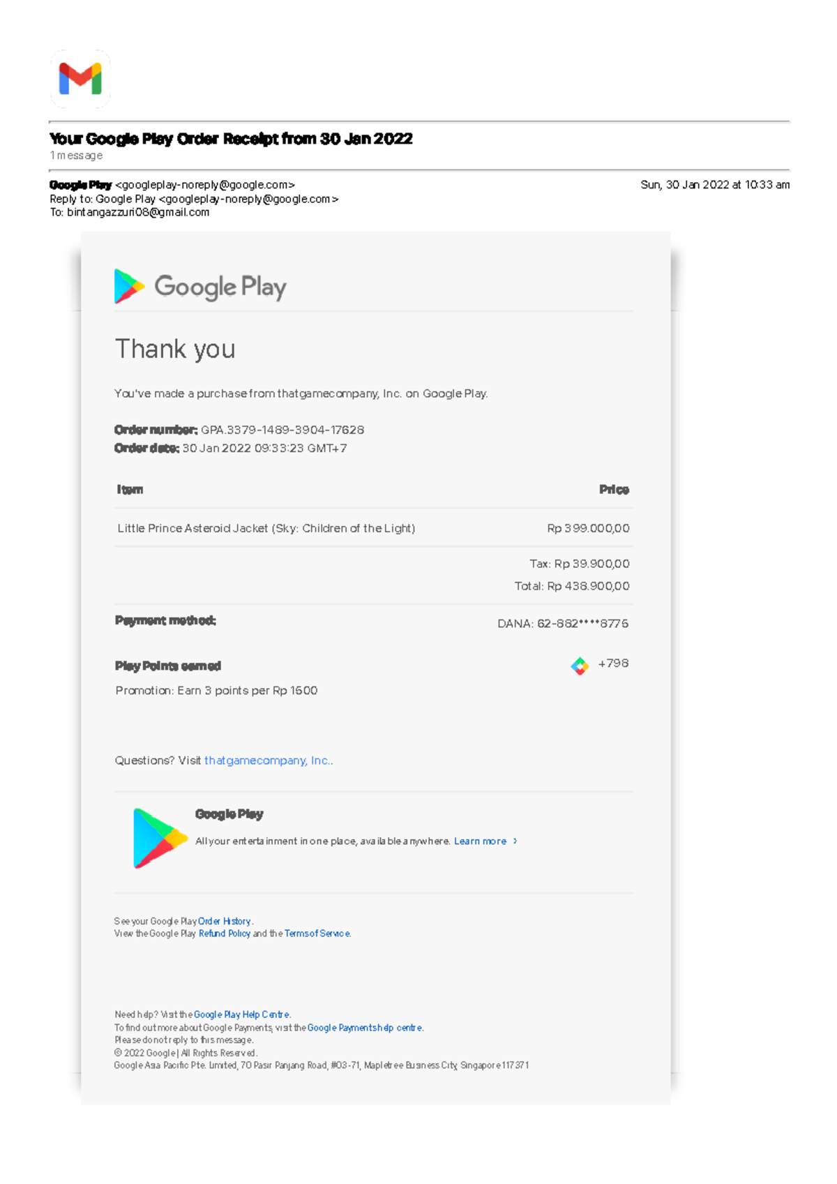 Zyenka - Asteroid Cape Receipt From Google Play - Your Google Play ...