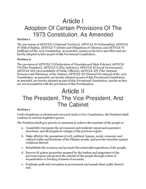 Article I - preamble - Article I Adoption Of Certain Provisions Of The ...