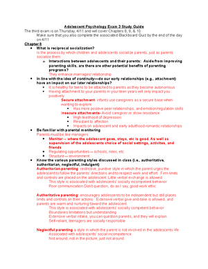 Chapter 8 notes - Families-Chapter 8 Reciprocal Socialization ...