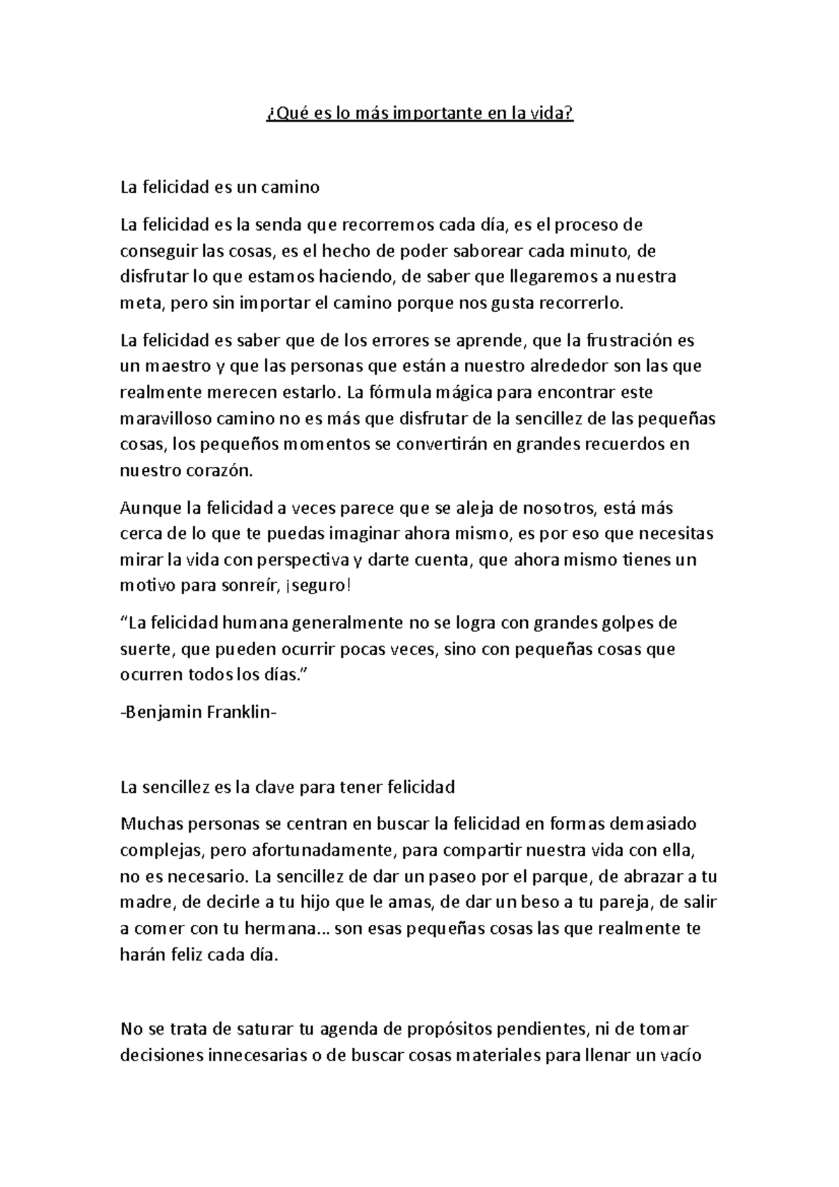 Qué es lo más importante en la vida - ¿Qué es lo más importante en la ...