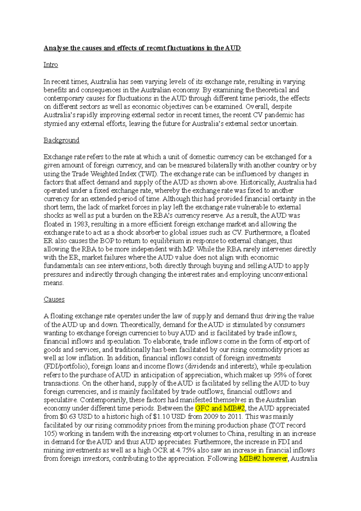Exchange rate - Analyse the causes and effects of recent fluctuations ...