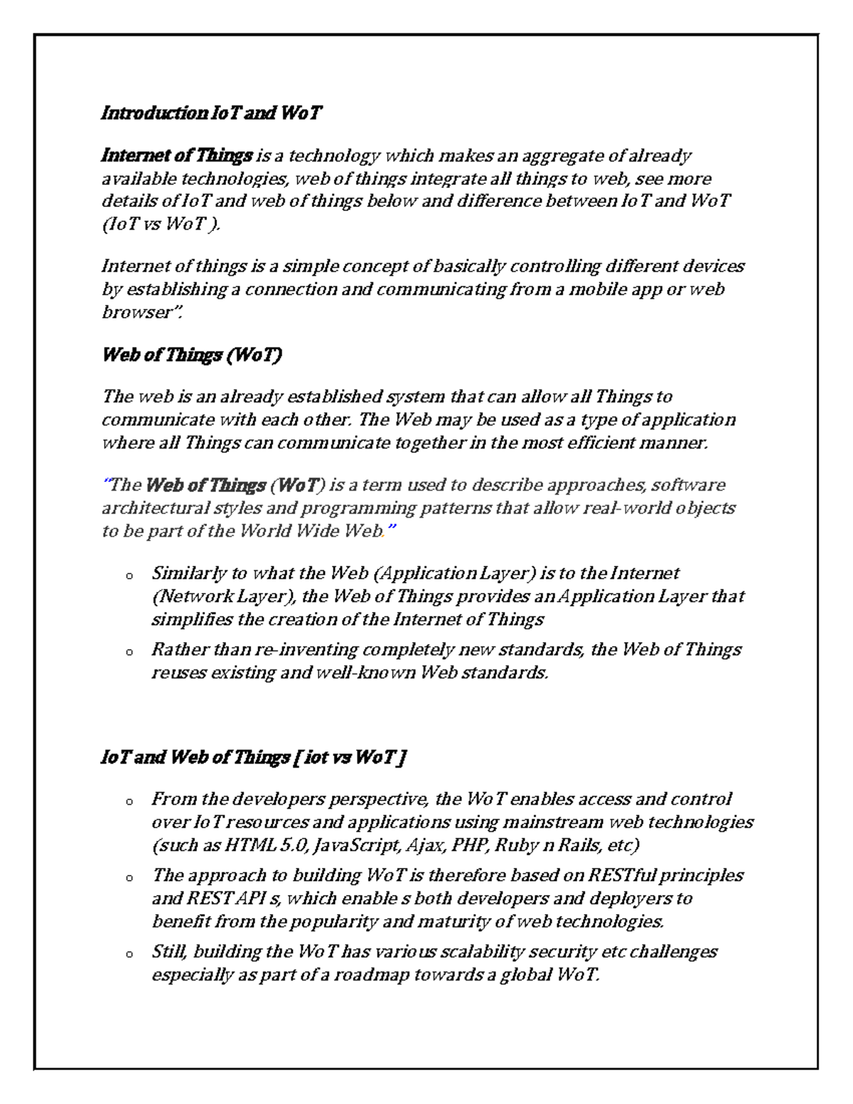 Unit 4 pdf - Internet of things - Introduction IoT and WoT Internet of ...