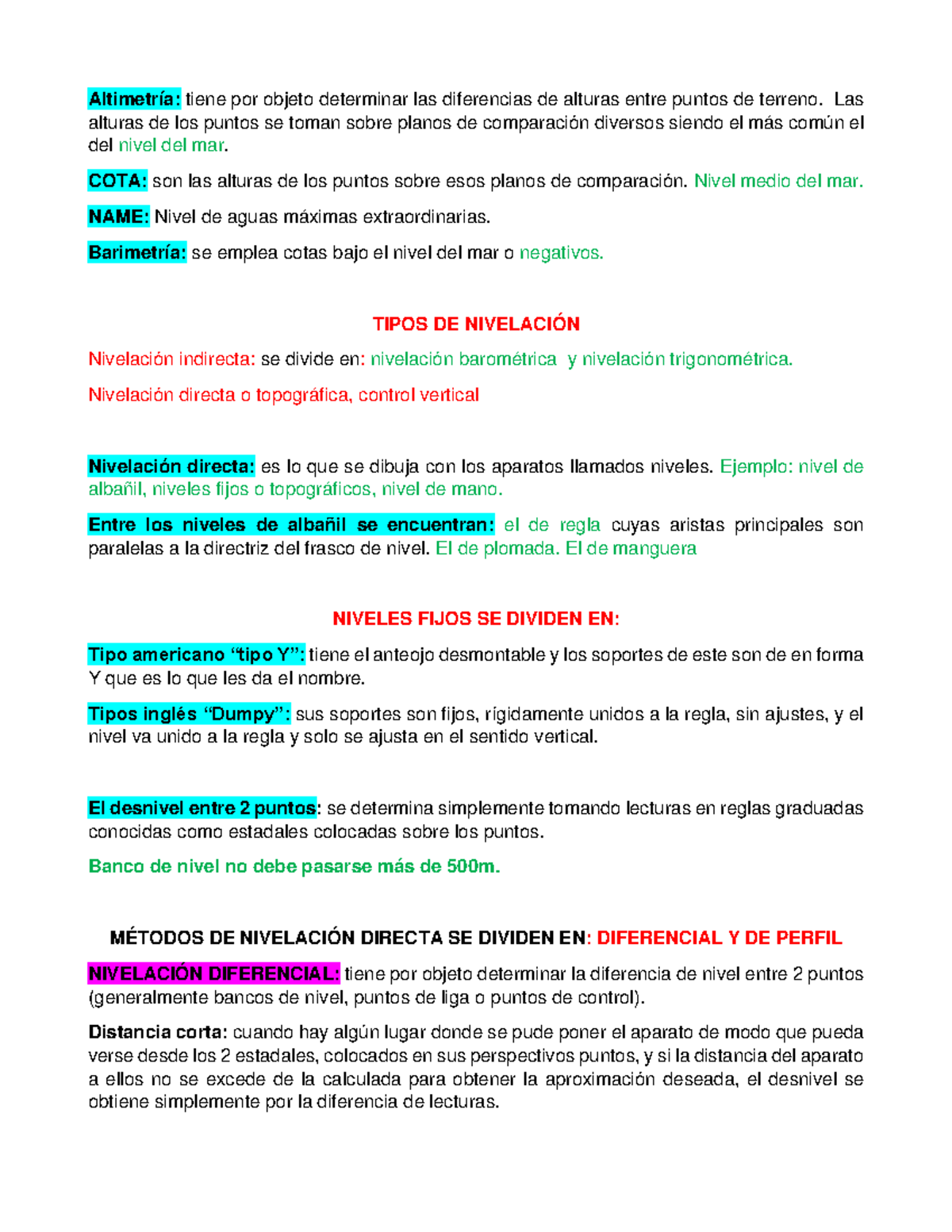 Temario DE TOPO - Apuntes de topografía - Altimetría: tiene por objeto ...