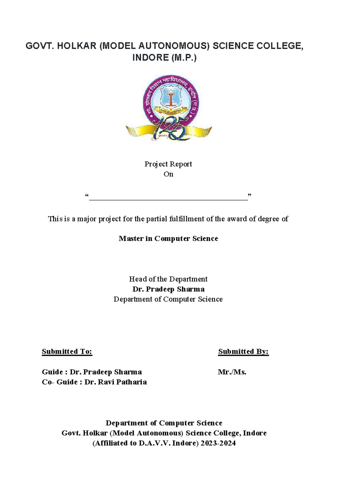 M.Sc. Format - New - GOVT. HOLKAR (MODEL AUTONOMOUS) SCIENCE COLLEGE ...
