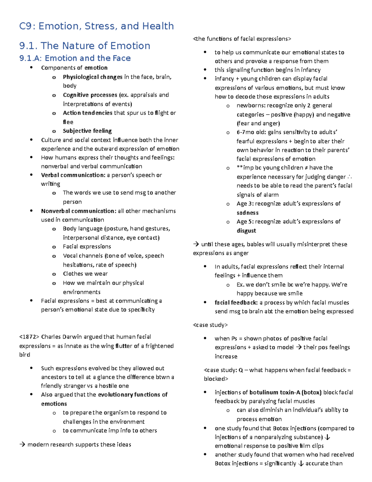 C9 emotion, stress, and health - C9: Emotion, Stress, and Health 9. The ...