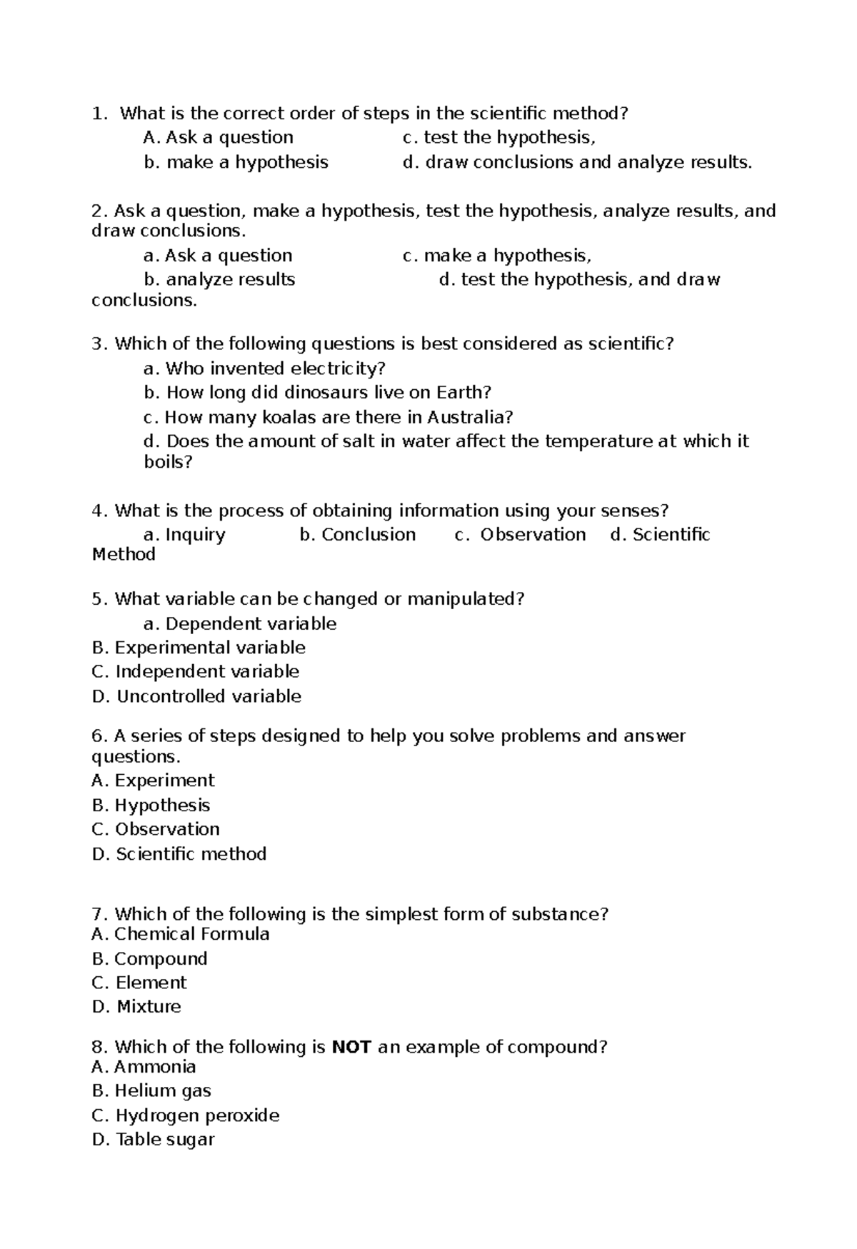 Post test pre test - pRE TEST POST TEST - What is the correct order of ...