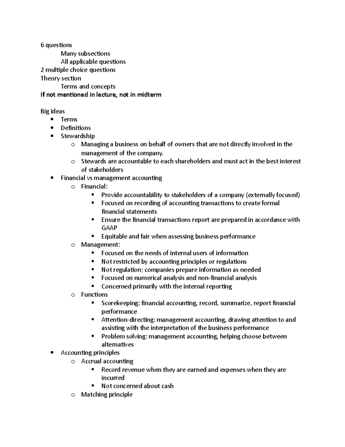 Accounting Midterm Review - 6 questions Many subsections All applicable questions 2 multiple ...