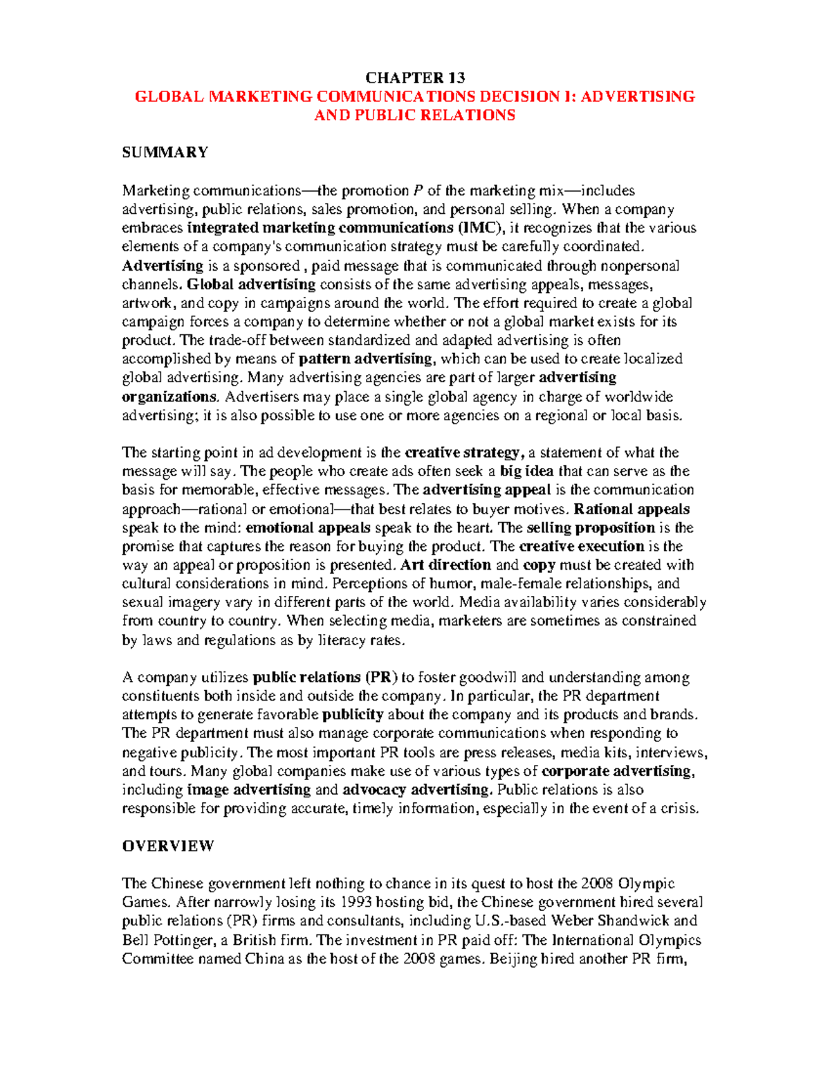 Ch13 Global Marketing Communications Decision Advertising Public ...