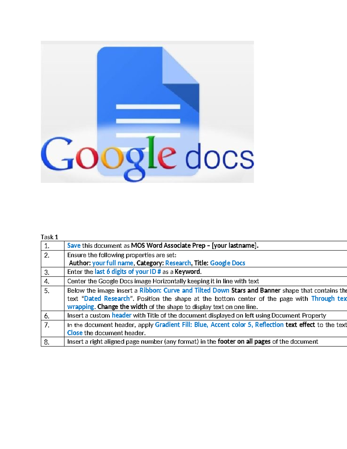 In-House Word Associate Exam Prep Assignment - Task 1 1. Save this document as MOS Word ...