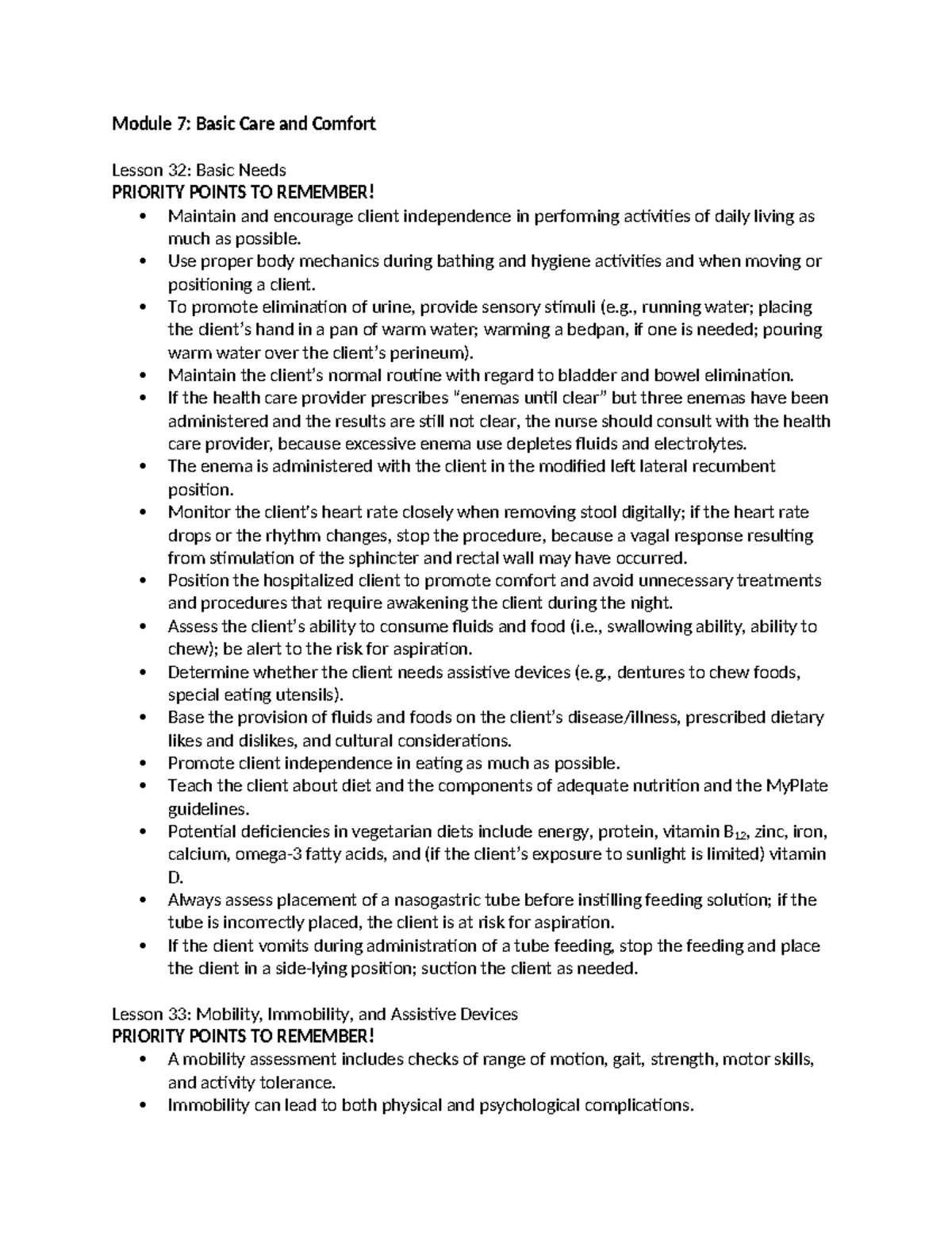 HESI Compass Module 7 - Information to study for the exit HESI - Module ...