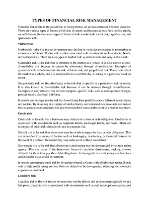 Summary On Credit risk management - Summary On Credit risk management ...