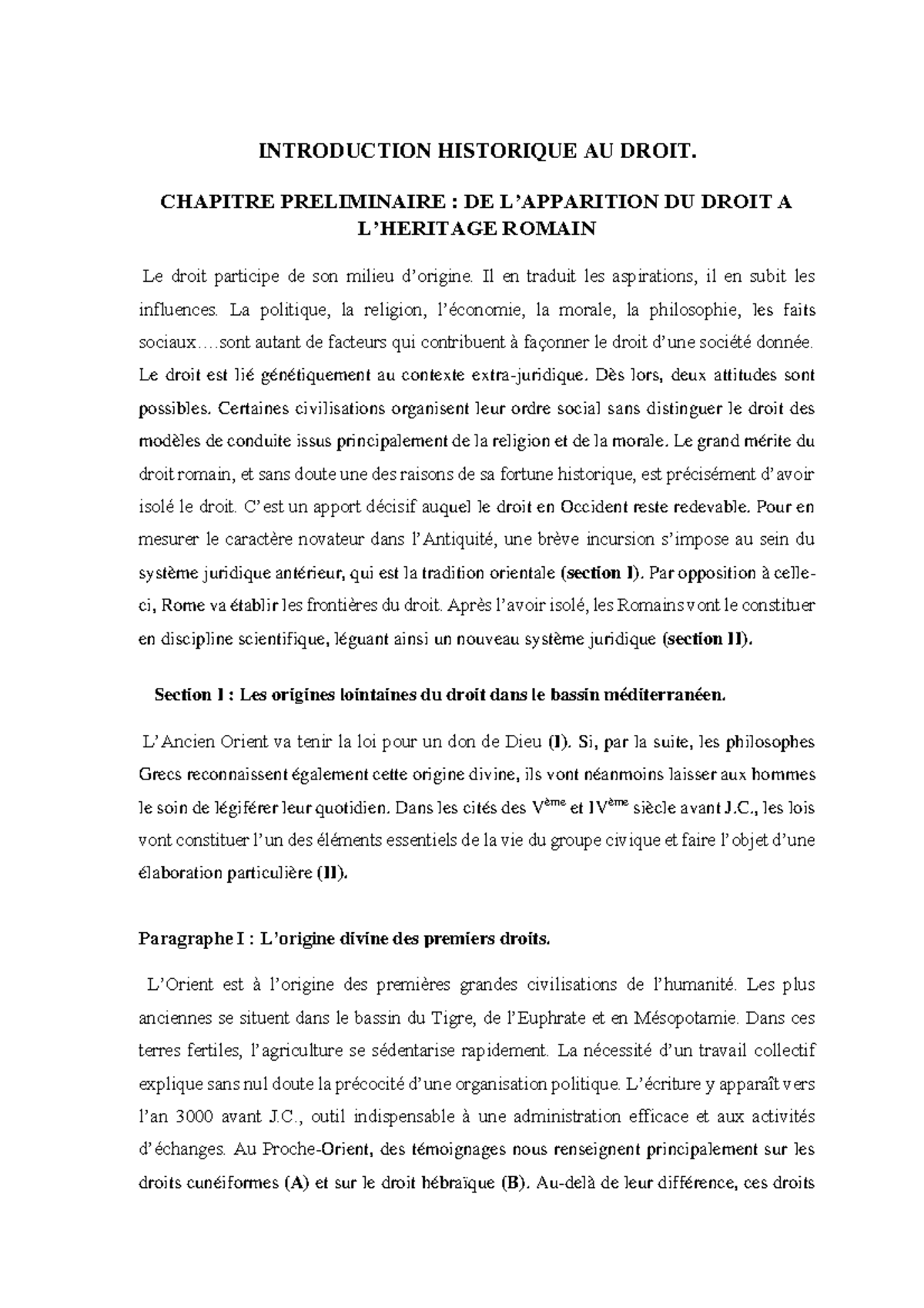 Introduction historique au droit - Warning: TT: undefined function: 32 INTRODUCTION HISTORIQUE ...