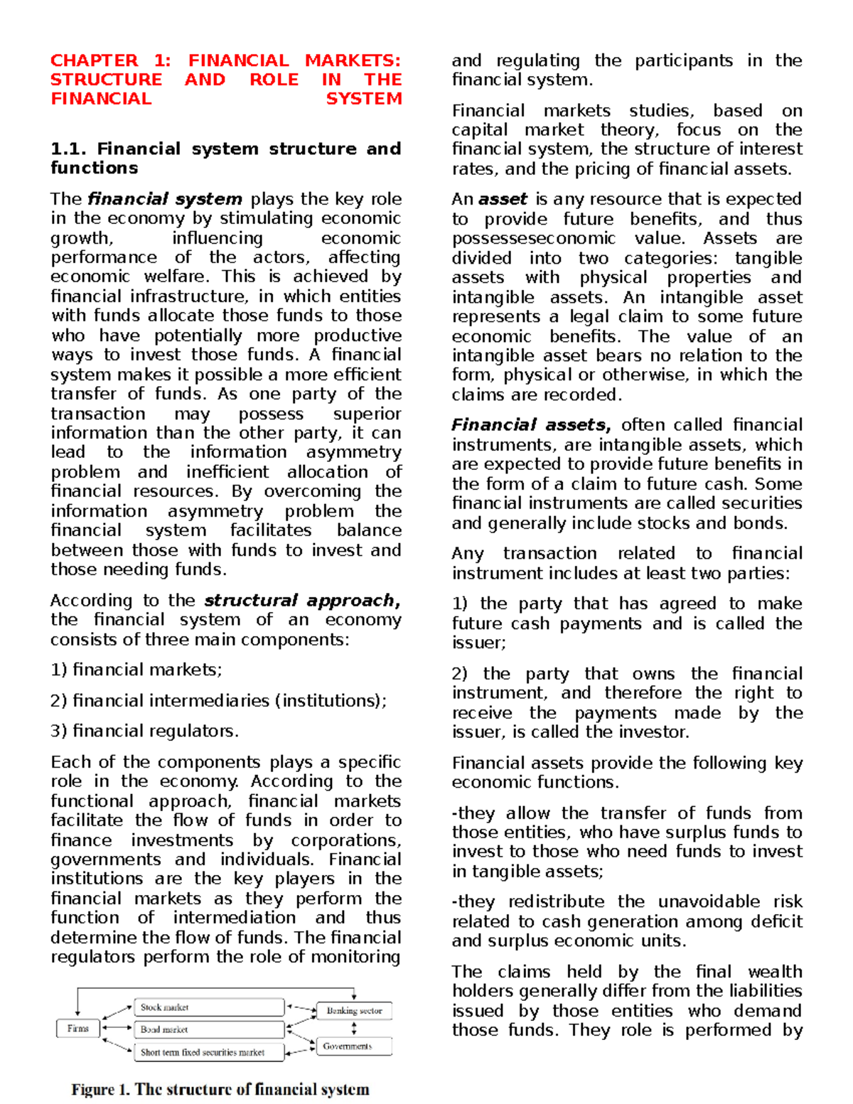 MAS 2 Reviewer (CHAP 1-2) - CHAPTER 1: FINANCIAL MARKETS: STRUCTURE AND ...